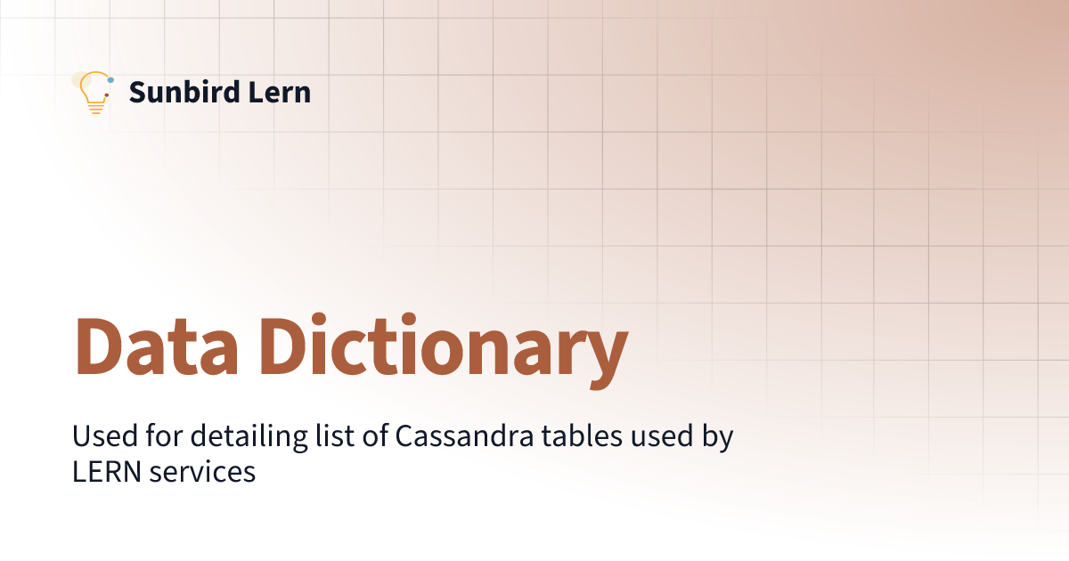 Data Dictionary | Sunbird Lern