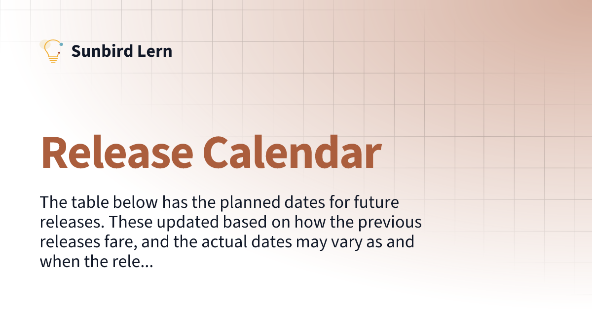 Release Calendar | Sunbird Lern